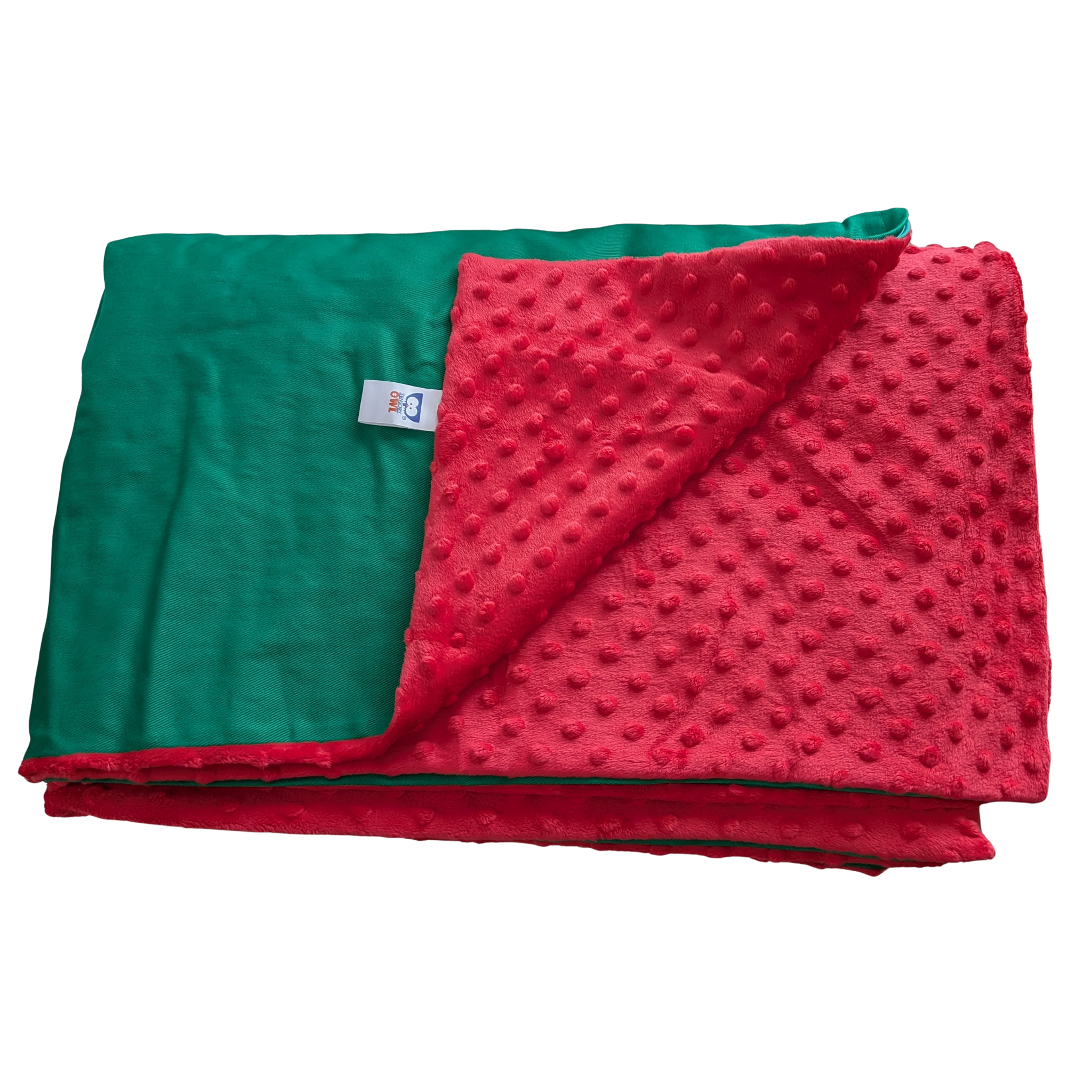 135x200cm Raspberry Pluh & Green Cotton Blanket Cover – Sensory Owl